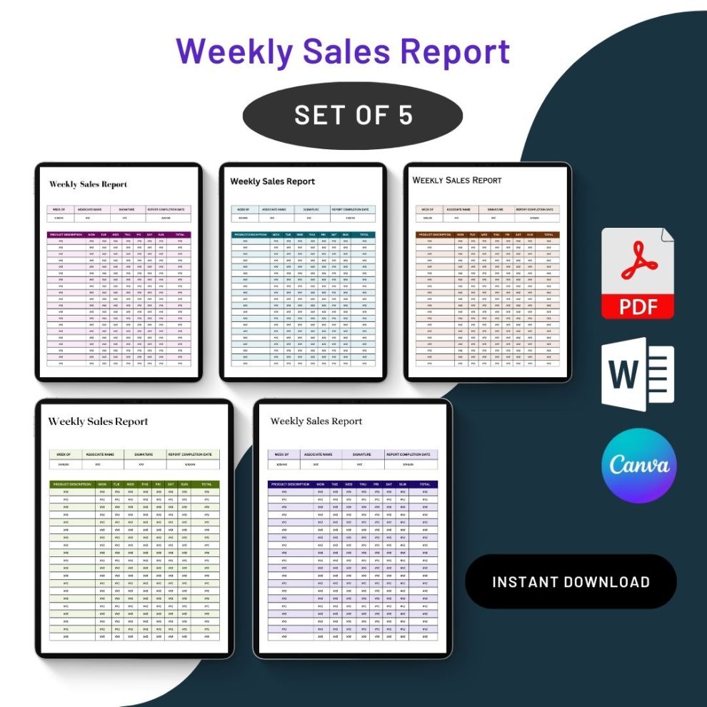 Weekly Sales Report Template Printable PDF, Word [Editable]