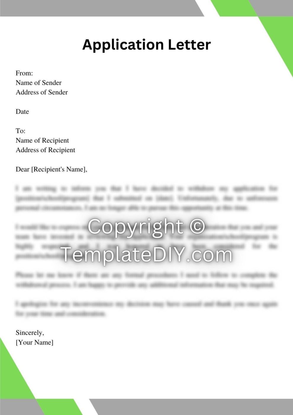 Withdraw Application Letter Template | Download Example