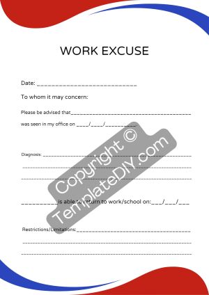 Work Excuse Template Printable in PDF, Word [Editable]