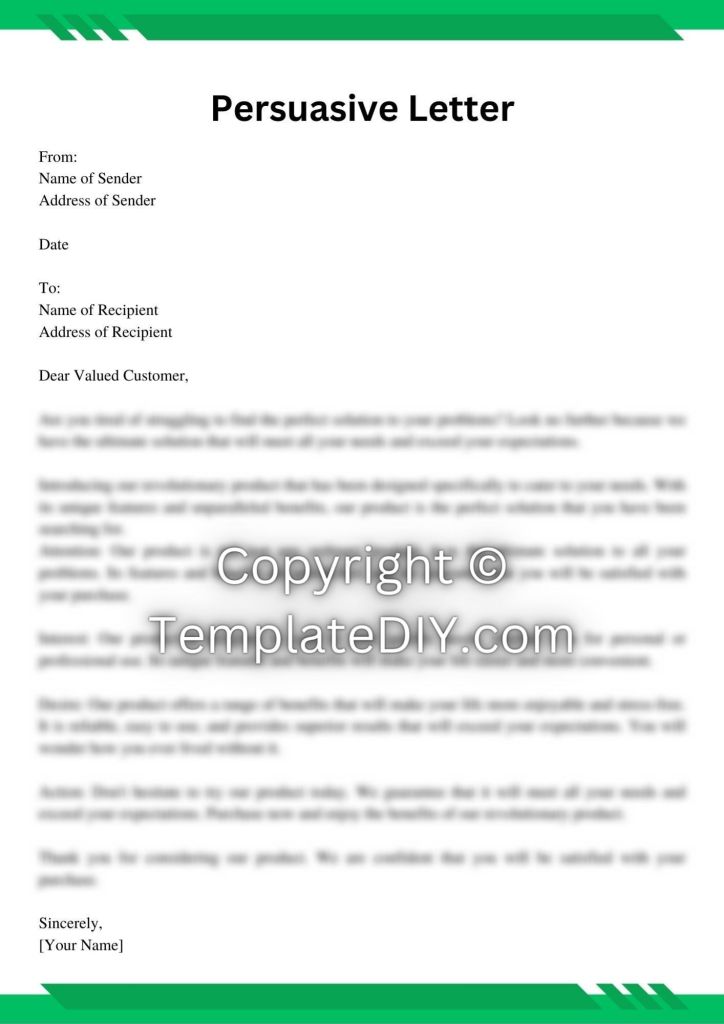 AIDA Persuasive Letter Sample with Examples [Word]