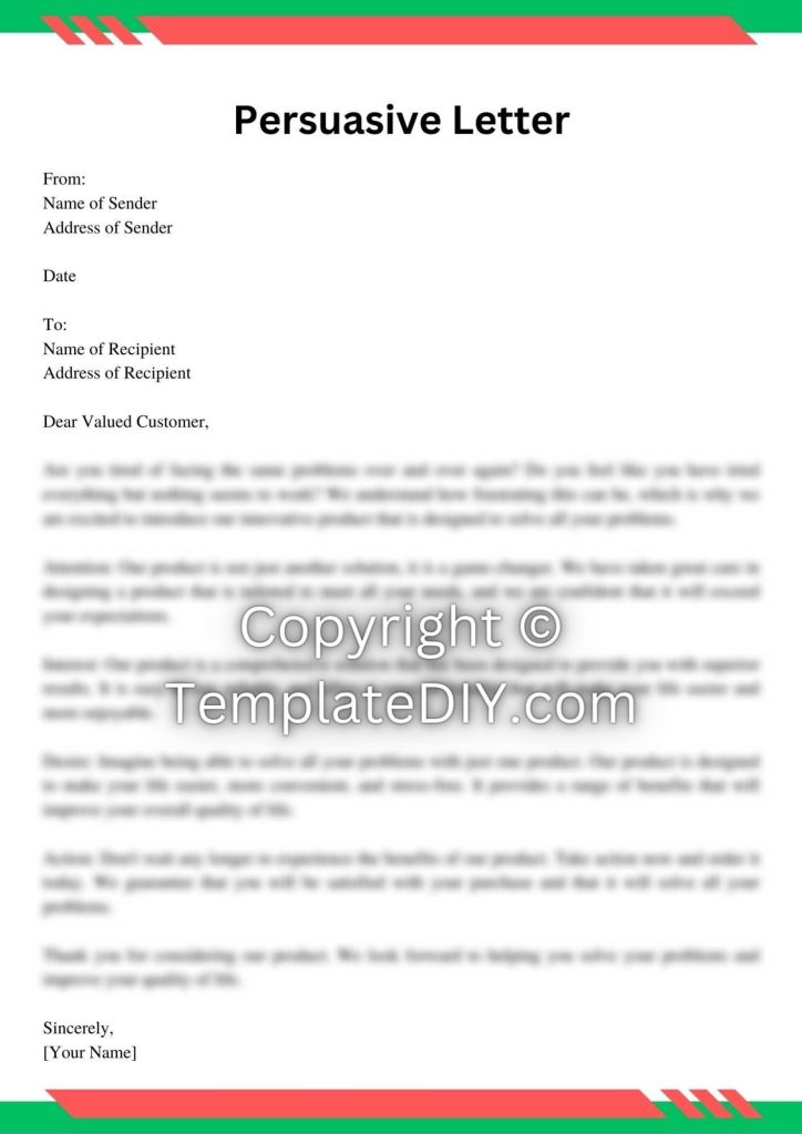 AIDA Persuasive Letter Sample with Examples [Word]