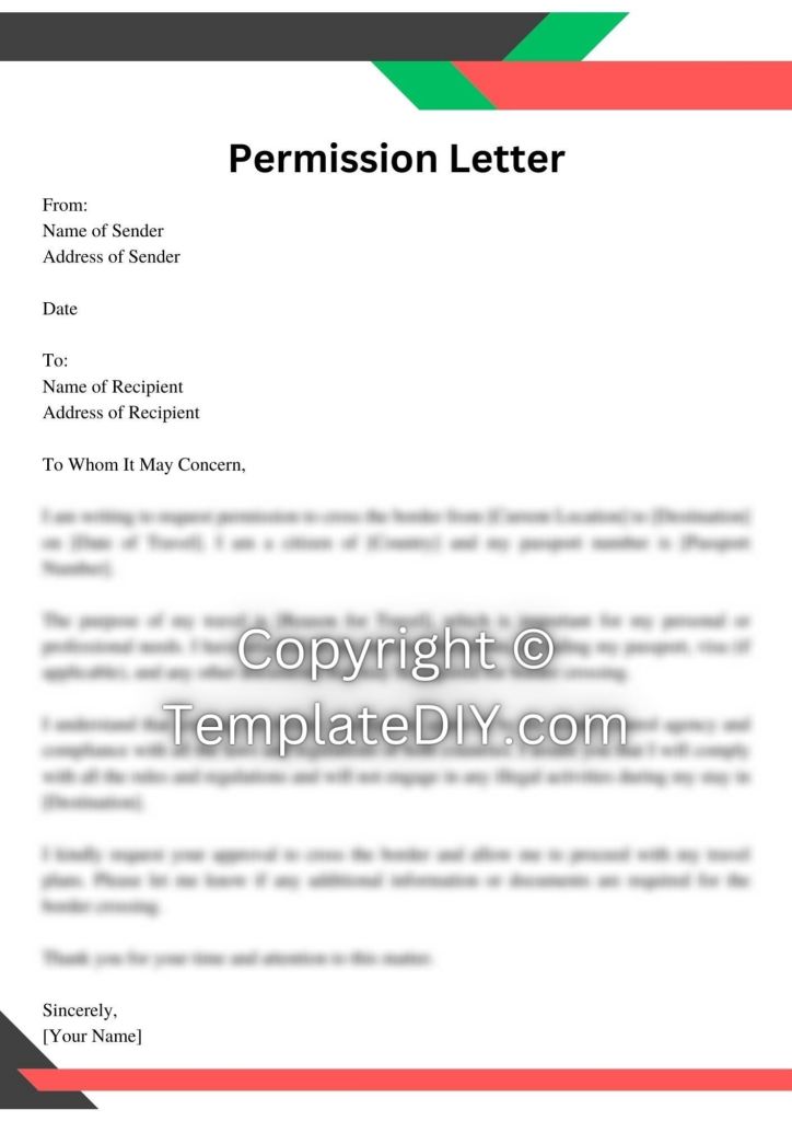Border Permission Letter Sample with Examples [Word]
