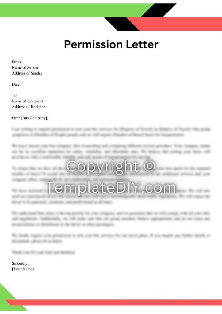 Bus Permission Letter Sample Template Examples [Word]
