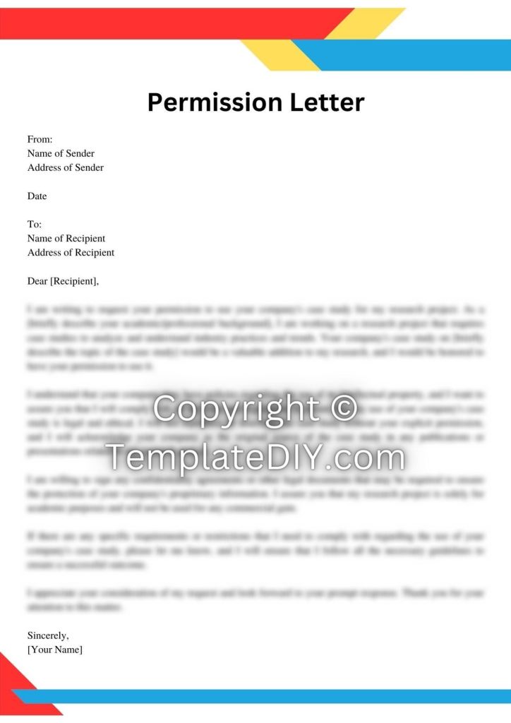 Case Study Permission Letter Sample Template with Examples