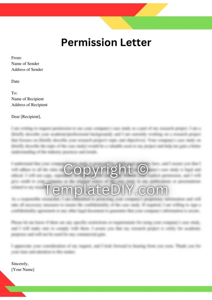 Case Study Permission Letter Sample Template with Examples