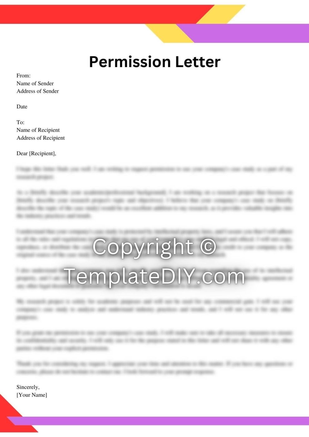 Case Study Permission Letter Sample Template with Examples
