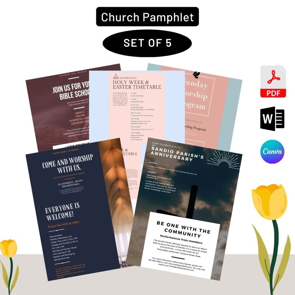 Church Pamphlet Template Printable PDF, Word [Editable]