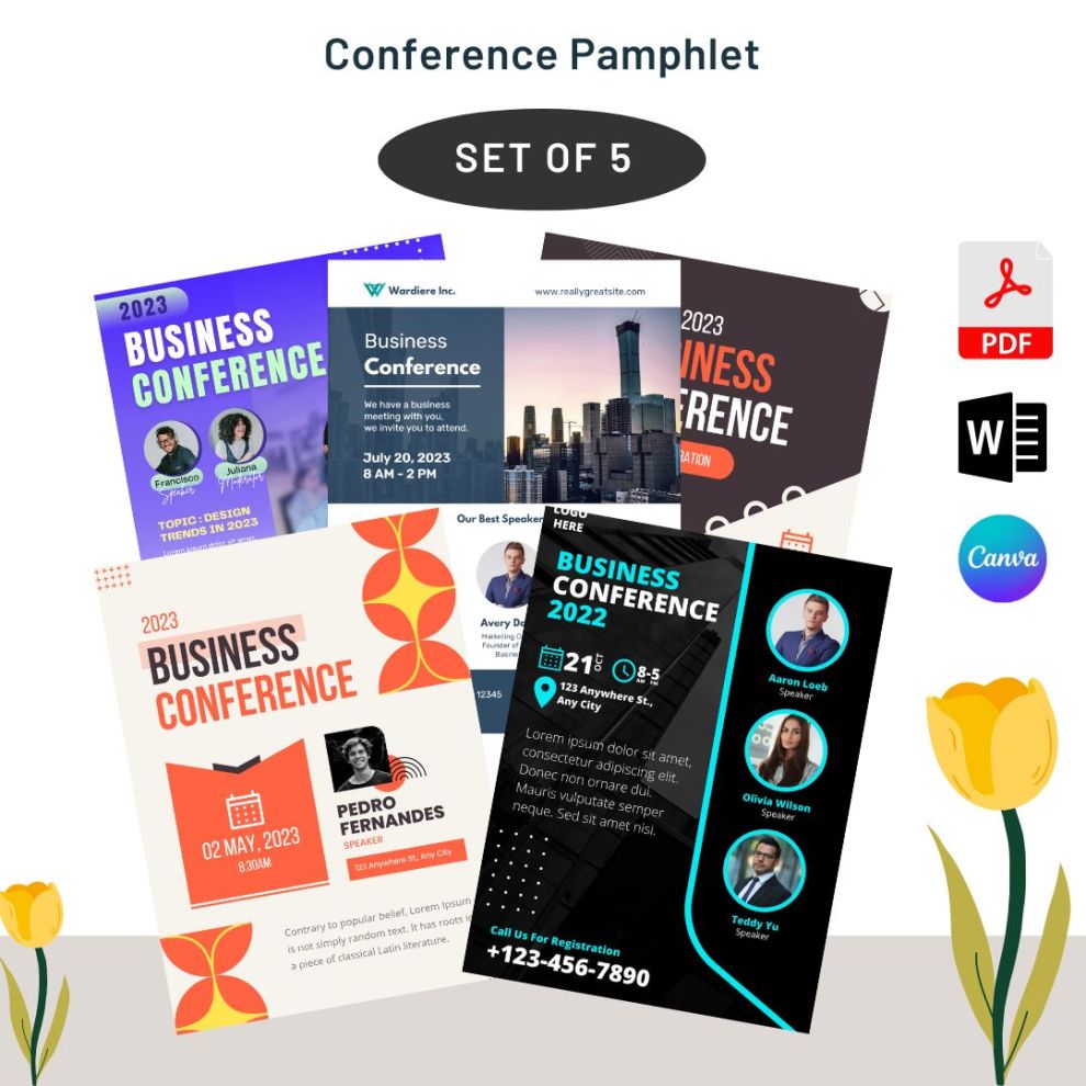 Conference Pamphlet Template Printable PDF, Word [Editable]