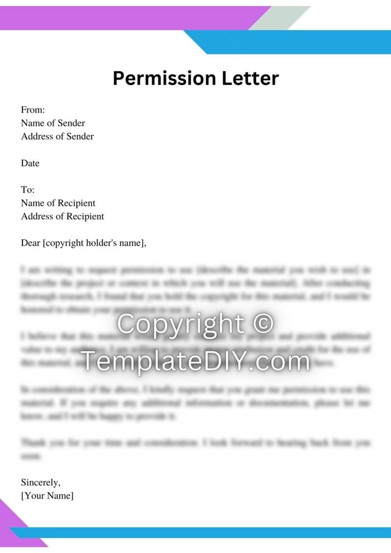 Copyright Permission Letter Sample with Examples [Word]