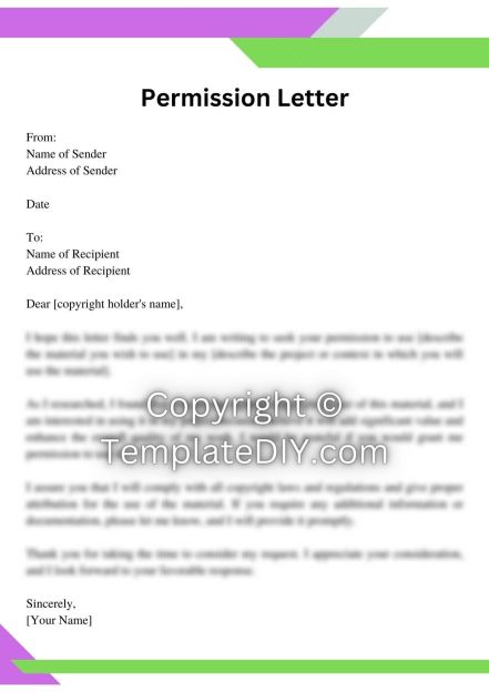 Copyright Permission Letter Sample with Examples [Word]