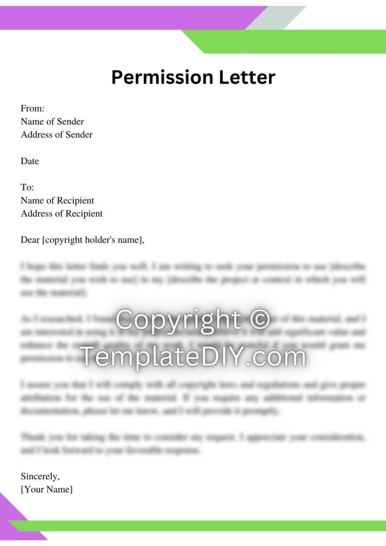 Copyright Permission Letter Sample with Examples [Word]