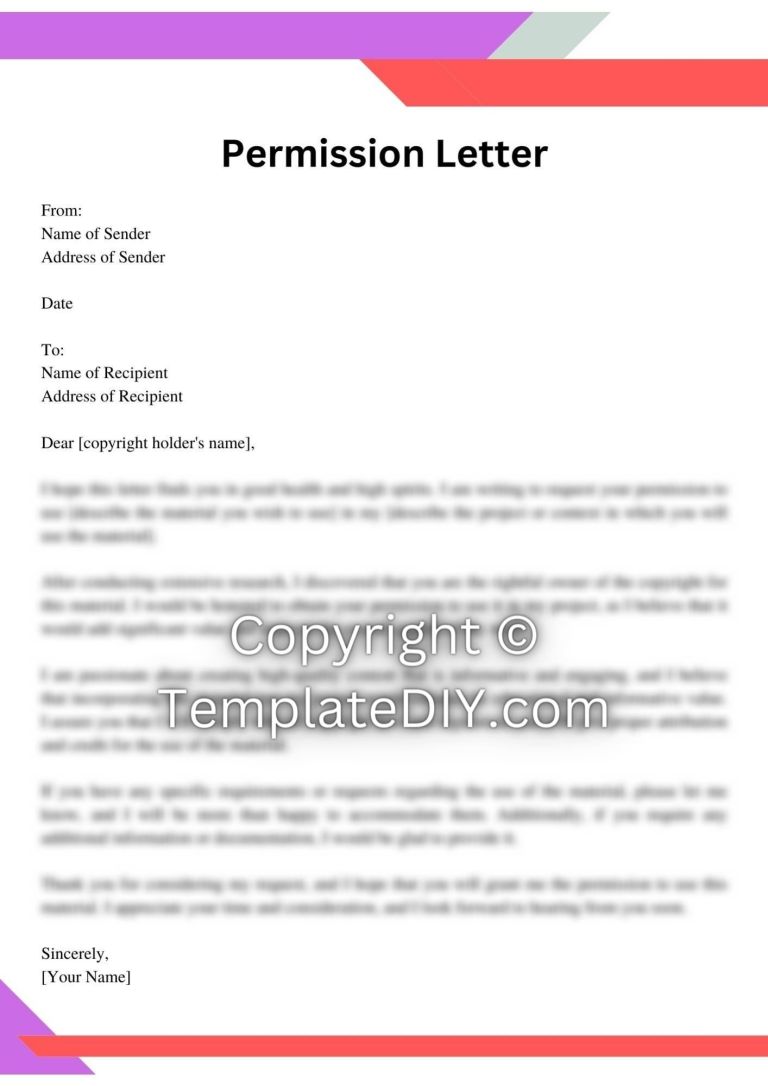 Copyright Permission Letter Sample with Examples [Word]