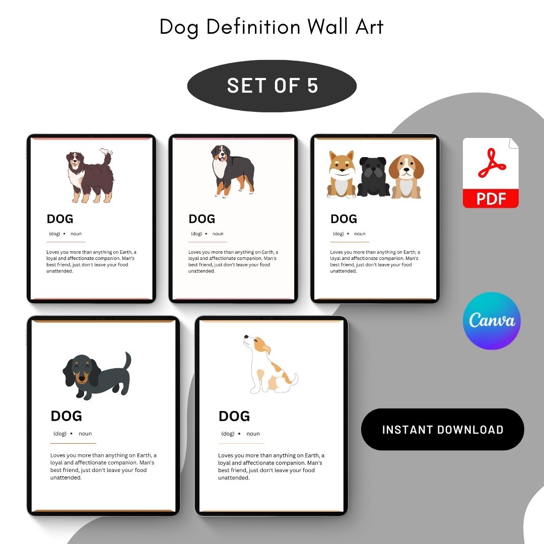 Dog Definition Wall Art Template Printable in PDF, Word
