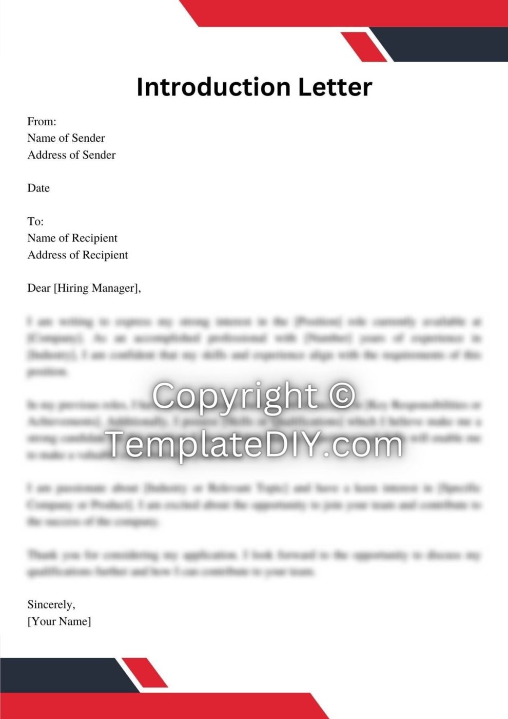 Introduction Letter for A Job Sample with Examples [Word]