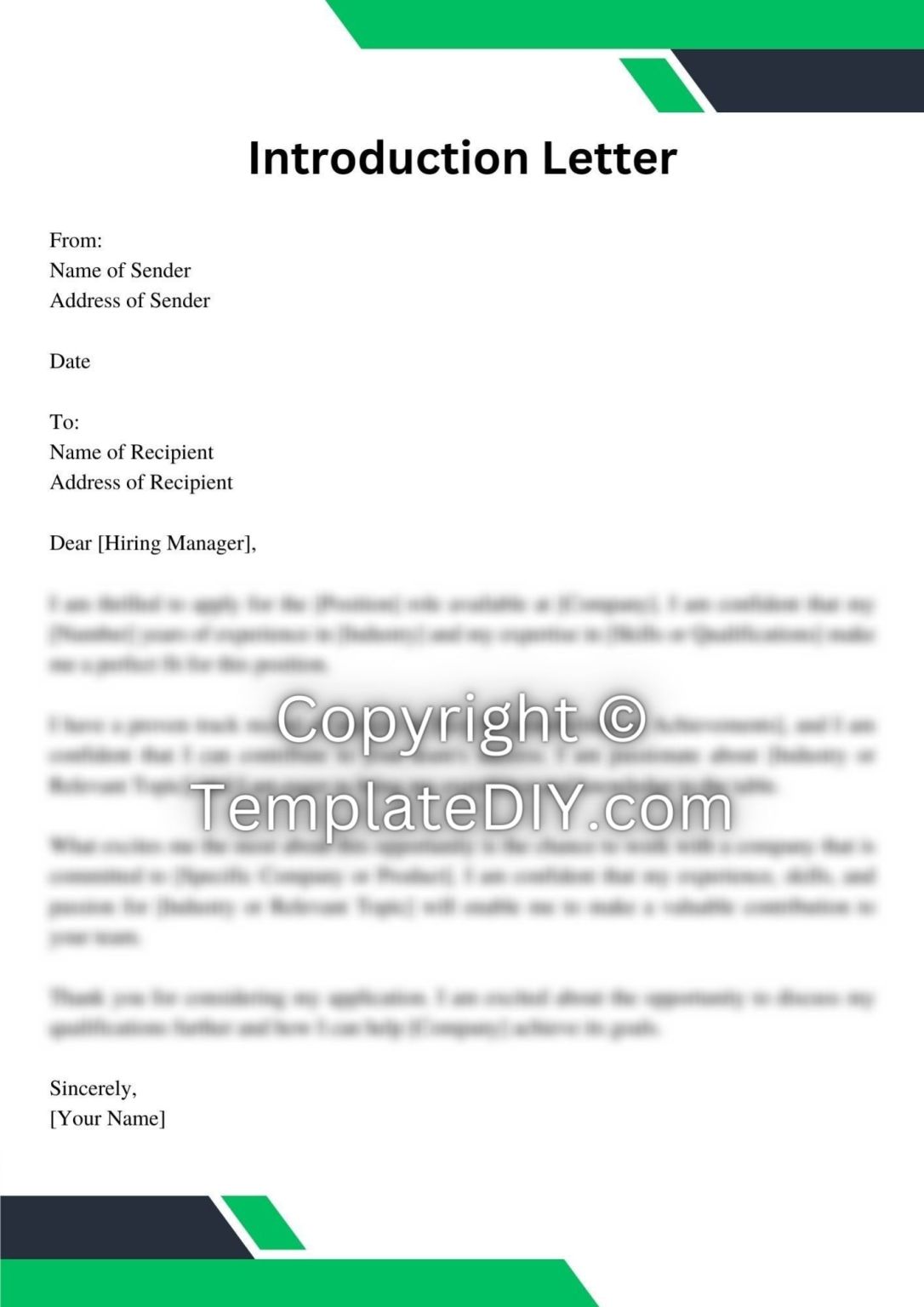 Introduction Letter for A Job Sample with Examples [Word]