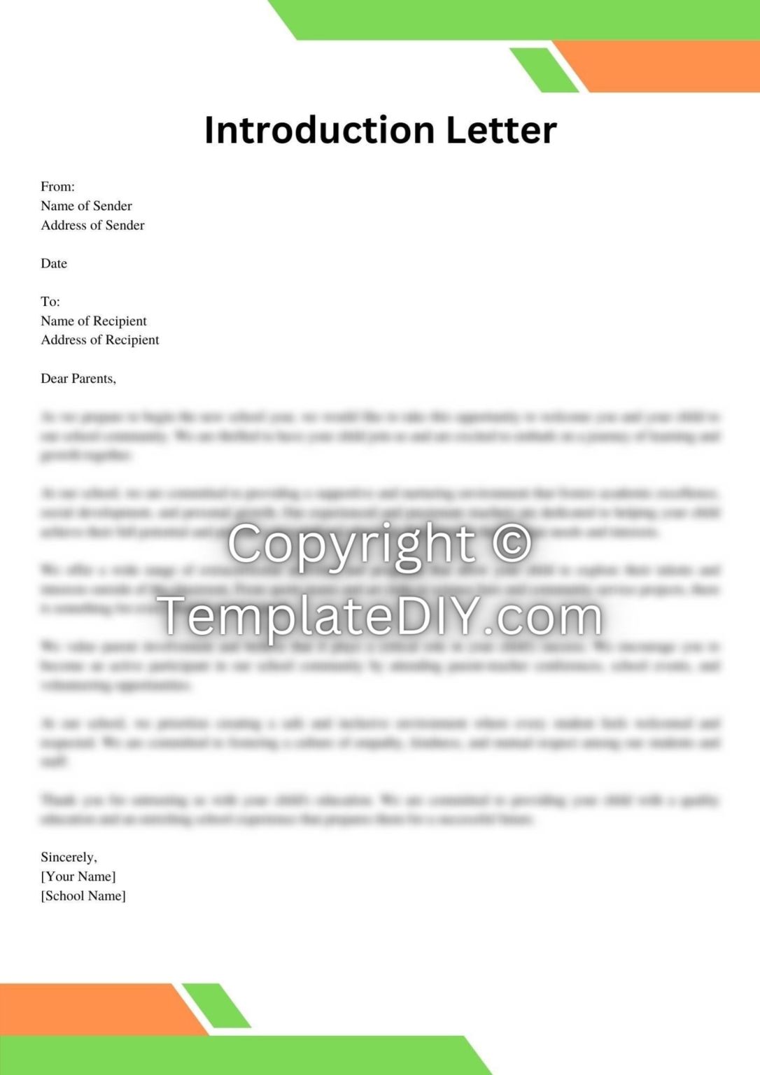 Introduction Letter for Parents Sample and Examples [Word]