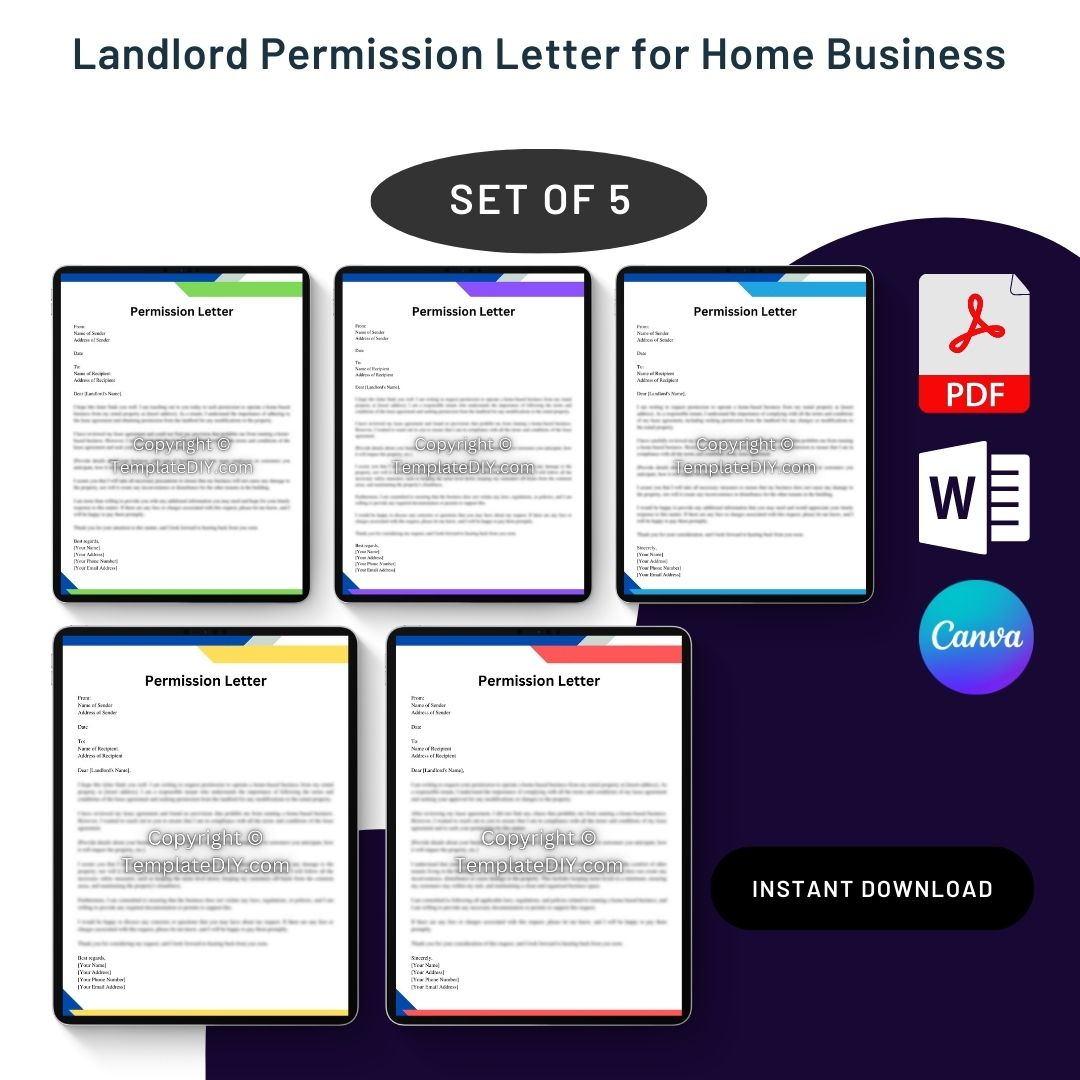 Landlord Permission Letter for Home Business Sample [Word]