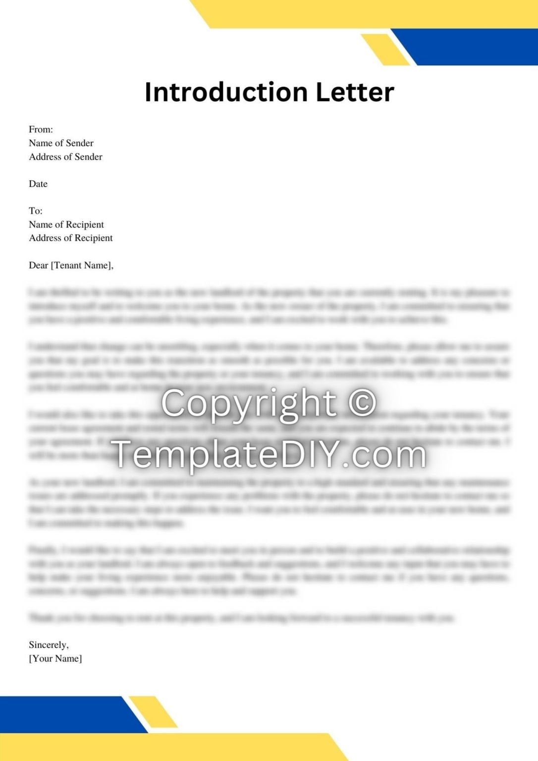 New Landlord Introduction Letter Sample with Examples