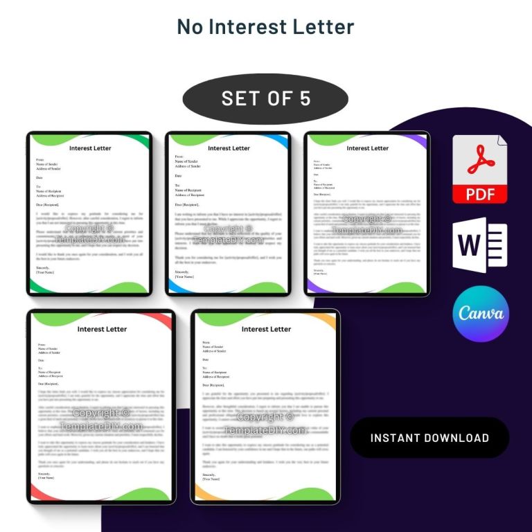 No Interest Letter Sample with Examples [Word Editable]