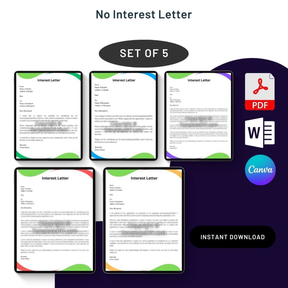 No Interest Letter Sample with Examples [Word Editable]