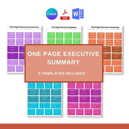 One Page Executive Summary Template Printable PDF, Word