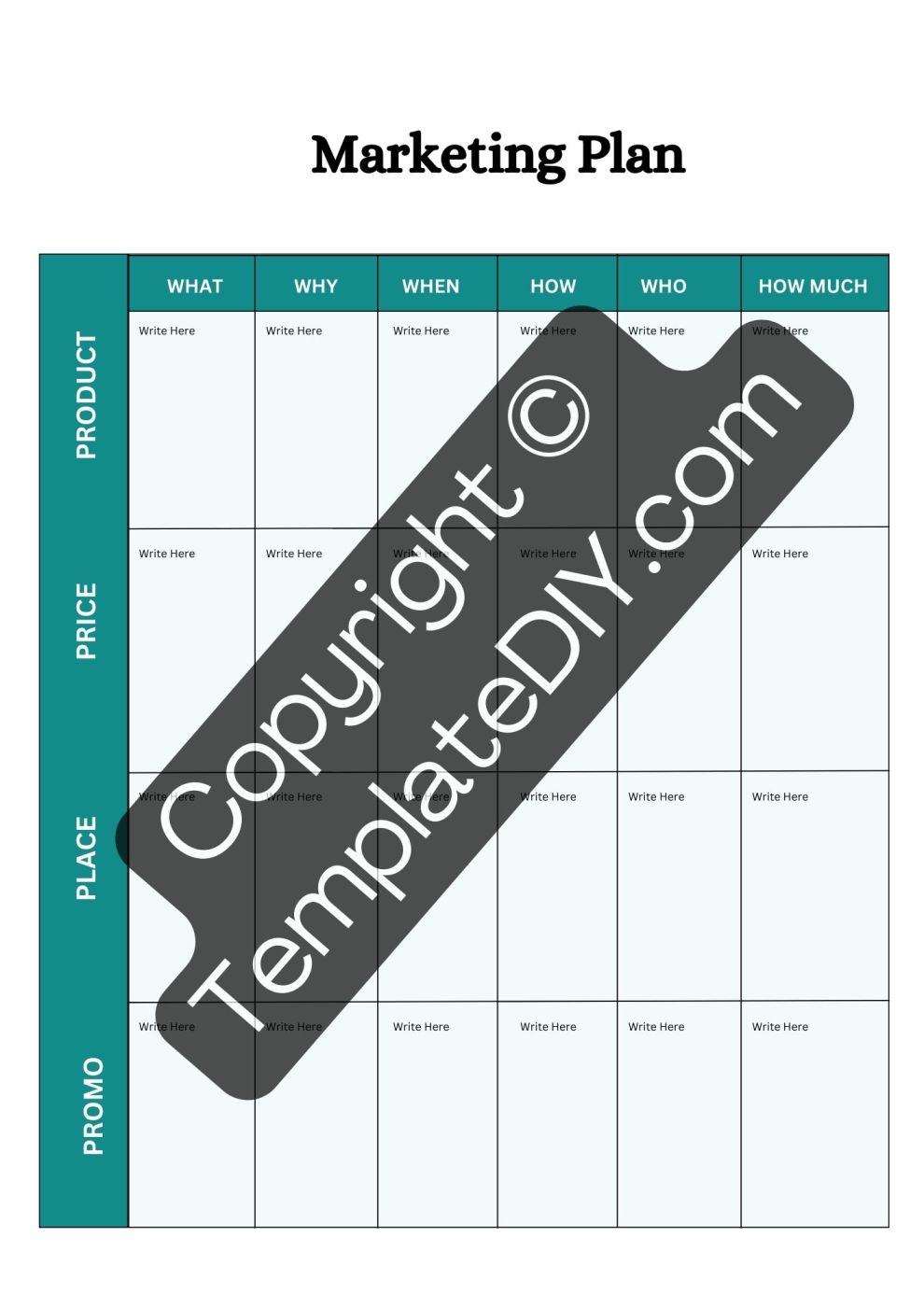 Marketing Plan Template – One Page PDF & Word