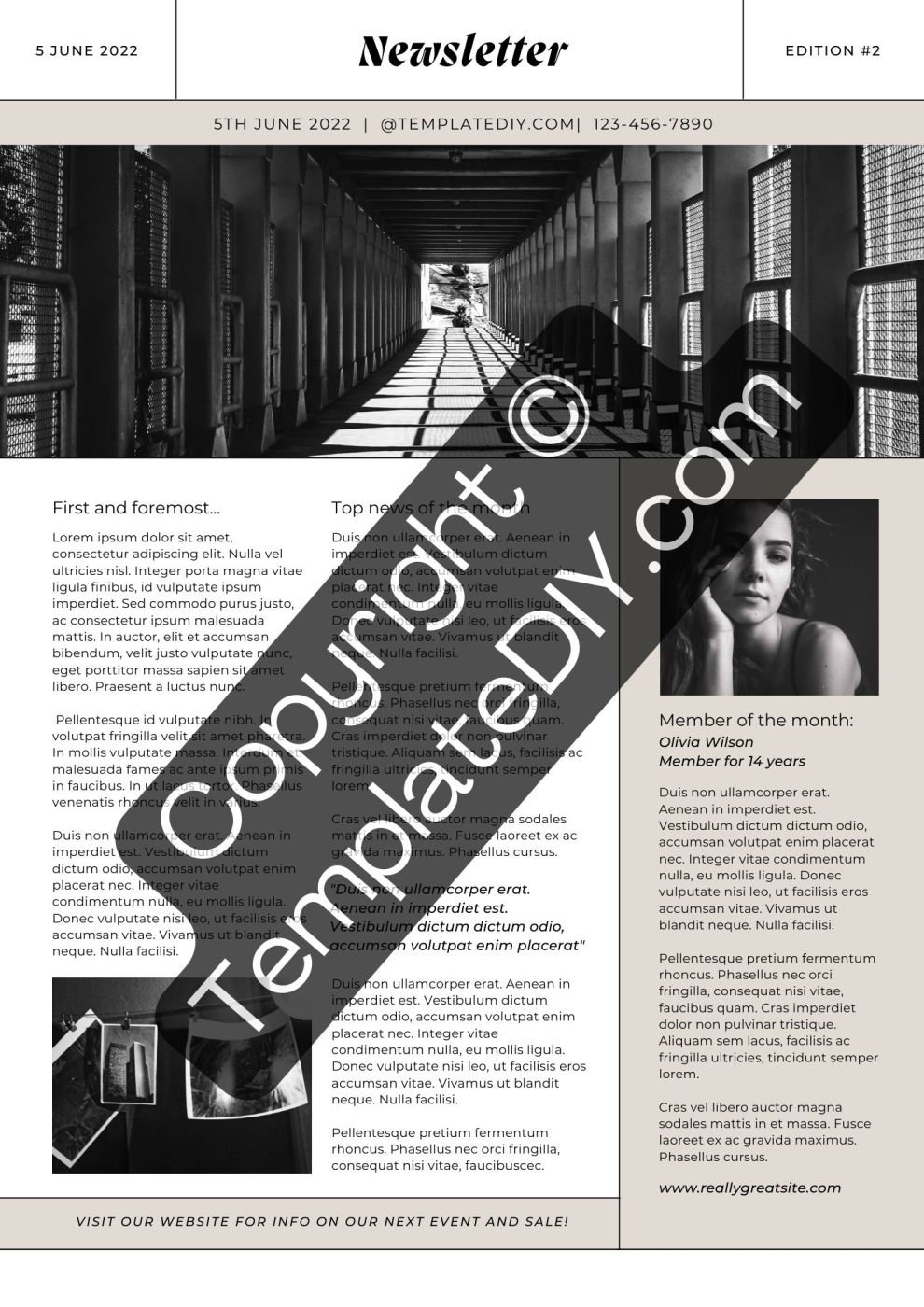 One Page Newsletter Template Printable PDF, Word [Editable]