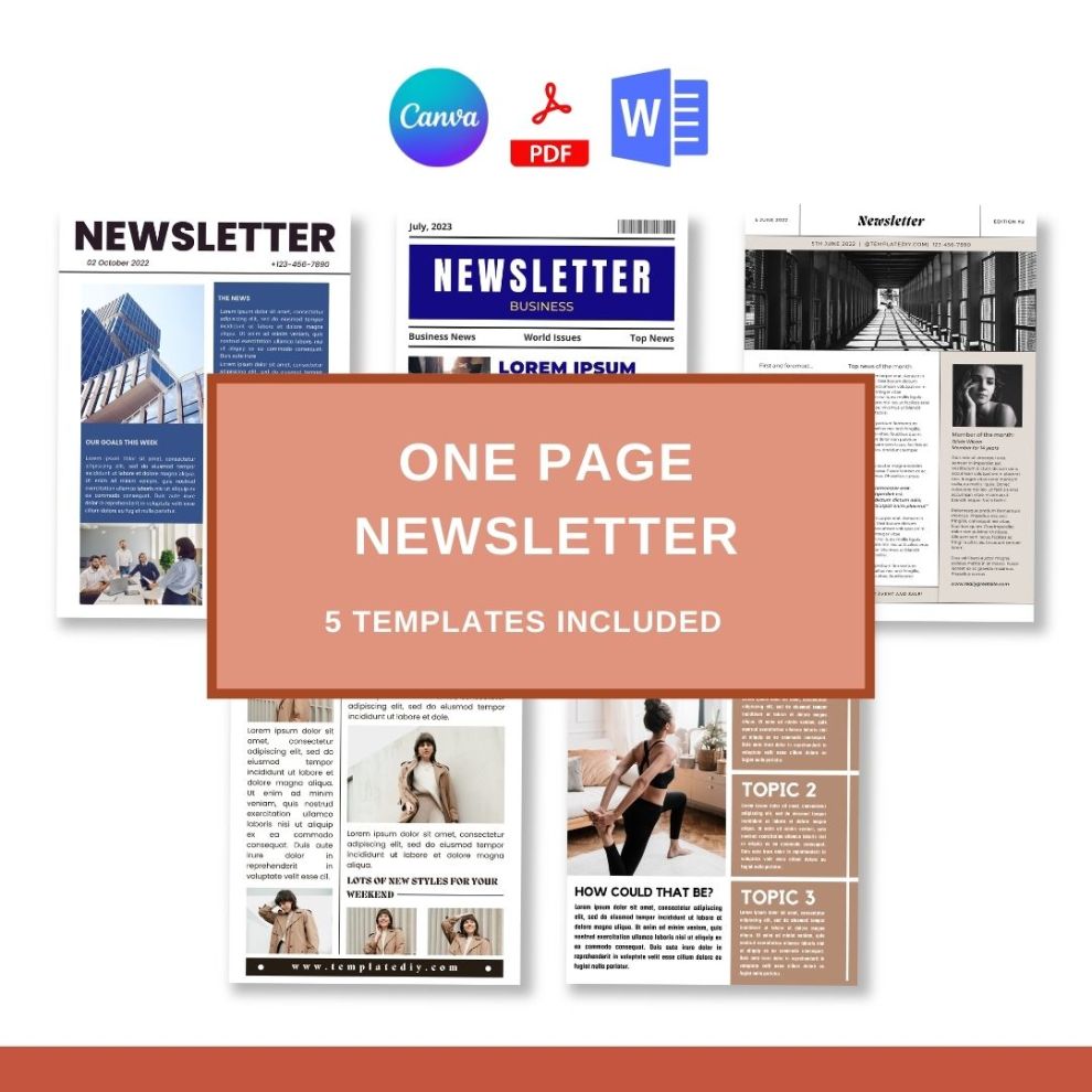One Page Newsletter Template Printable PDF, Word [Editable]