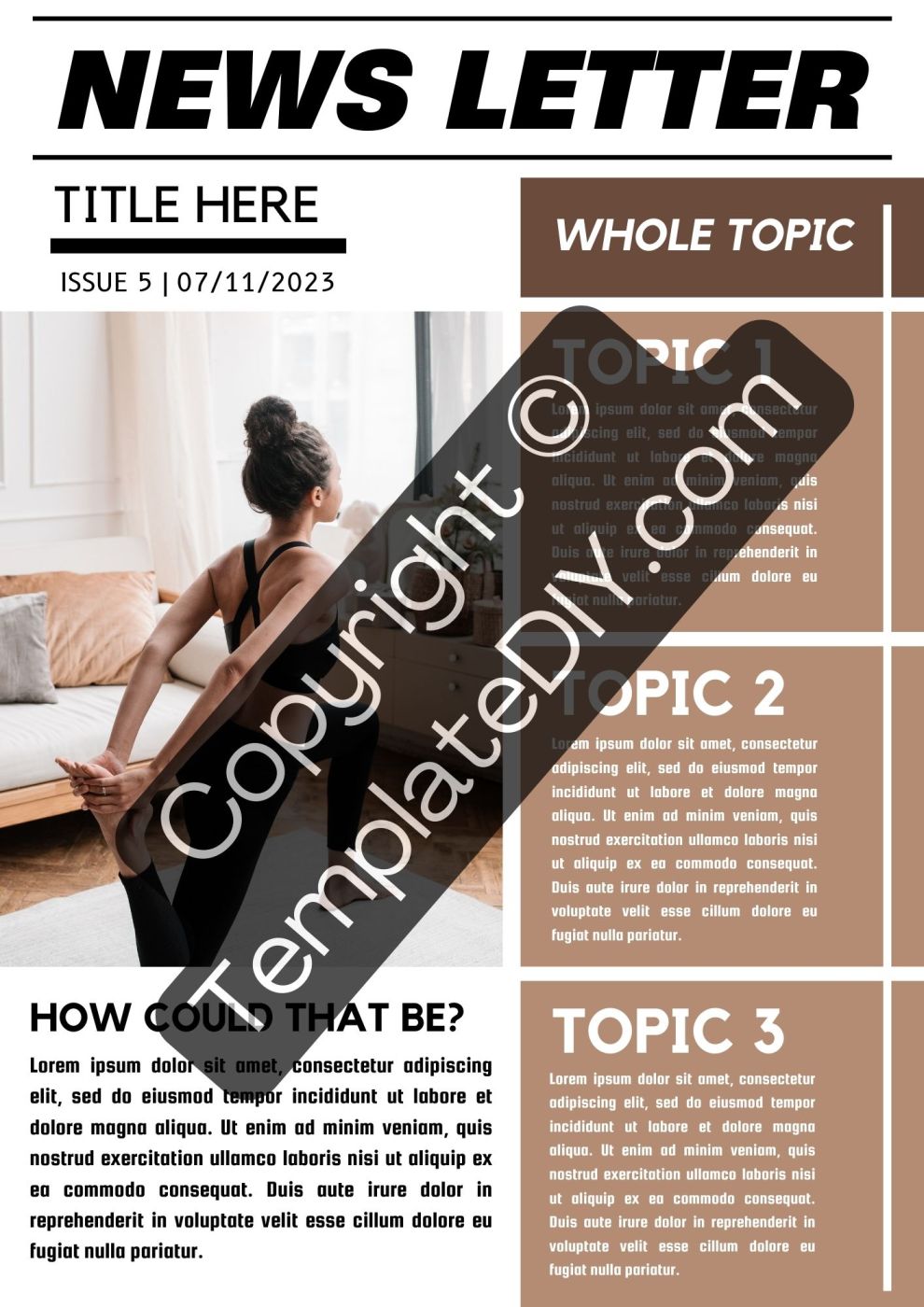 One Page Newsletter Template Printable PDF, Word [Editable]