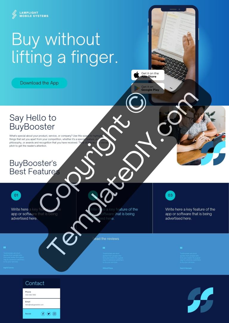 One Page Website Template Printable PDF, Word [Editable]