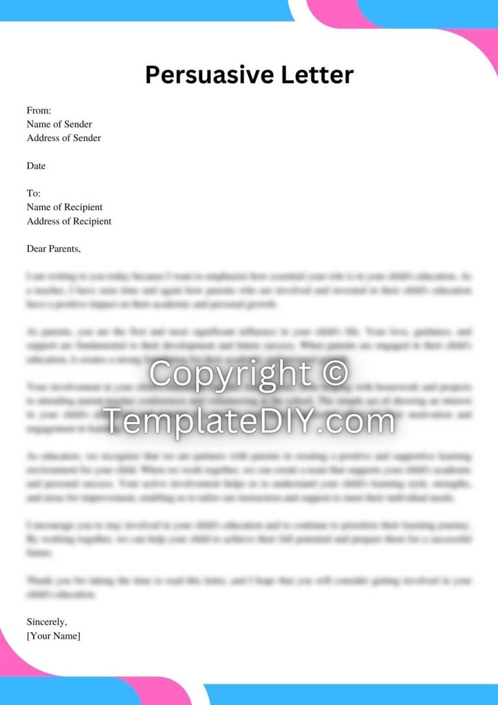 Persuasive Letter to Parents Sample with Examples [Word]