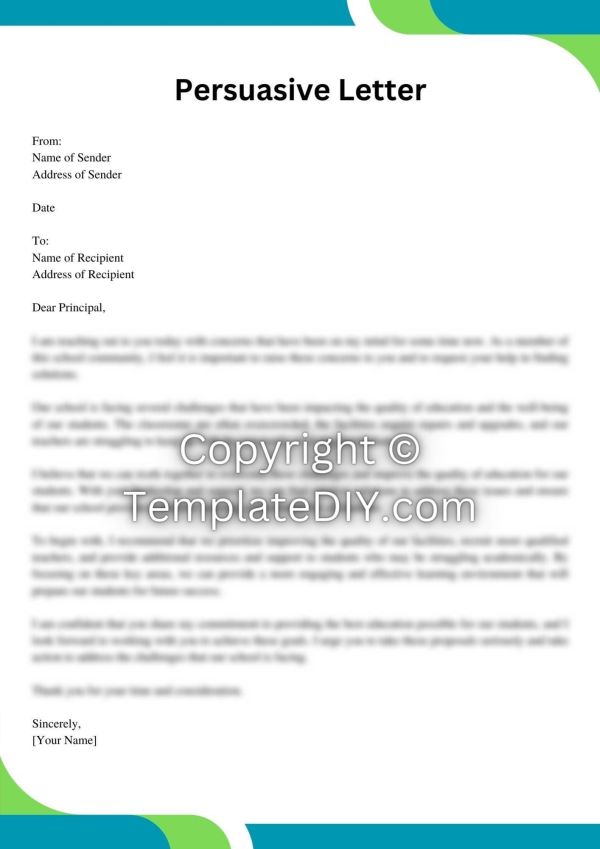 Persuasive Letter to Principal Sample with Examples [Word]