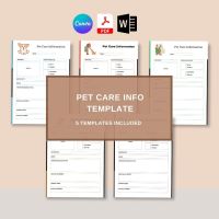 Pet Care Info Template Printable PDF, Word, Excel