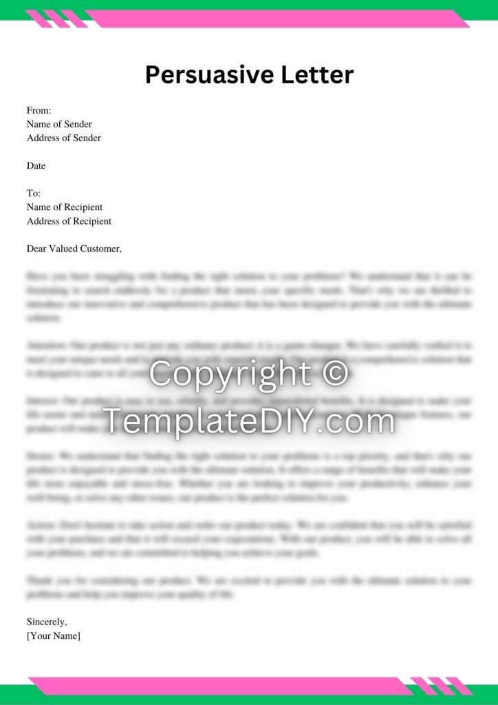 AIDA Persuasive Letter Sample with Examples [Word]