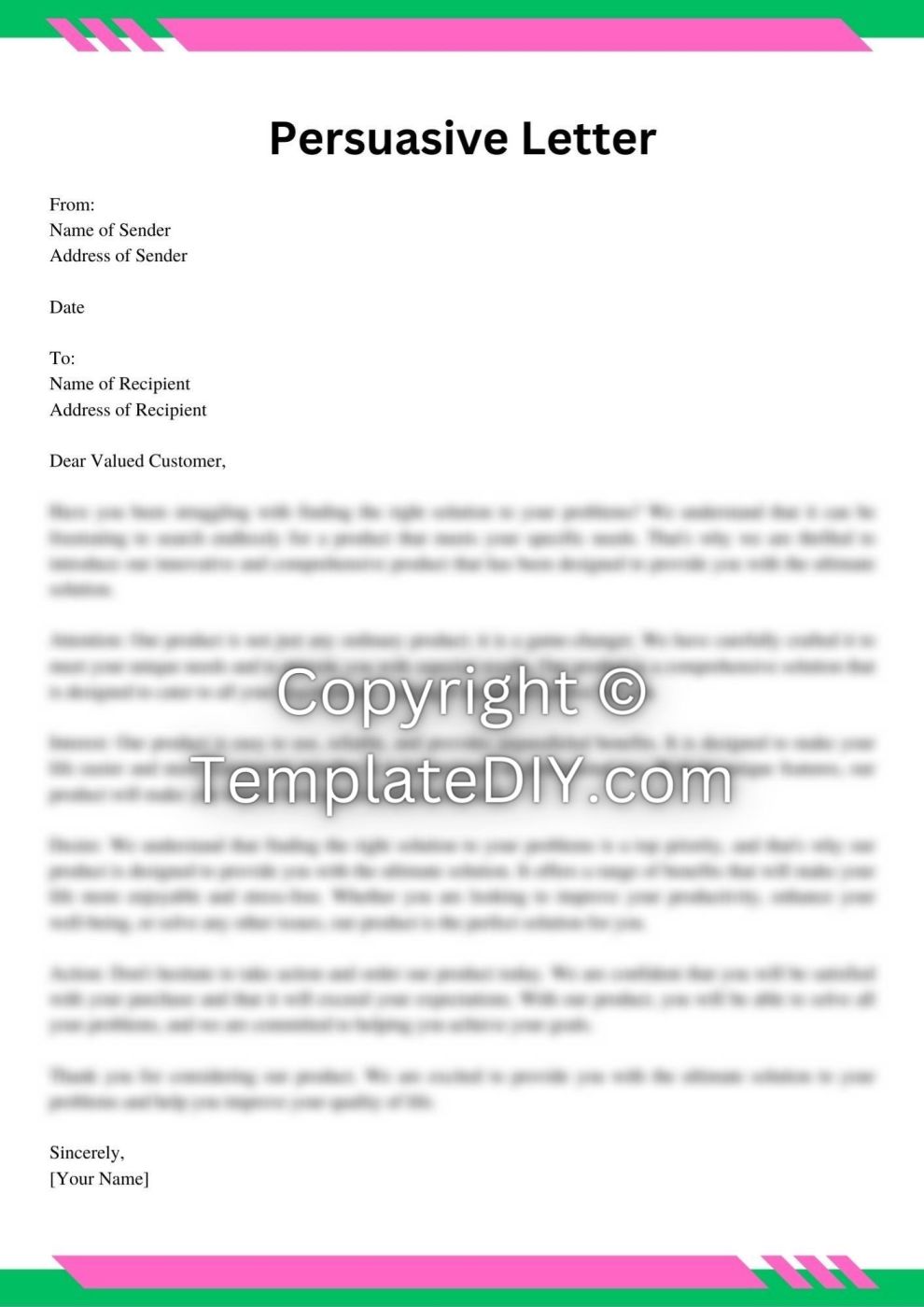 AIDA Persuasive Letter Sample with Examples [Word]