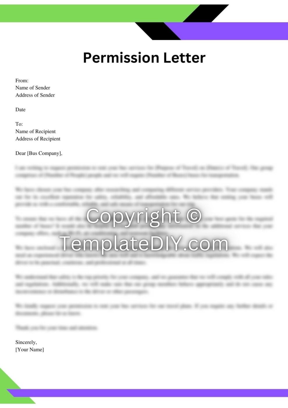 Bus Permission Letter Sample Template Examples [Word]