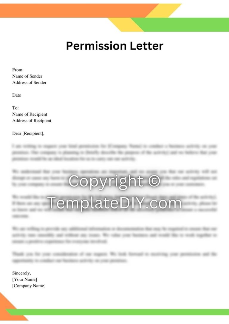 Business Permission Letter Template [Word] | Download Now