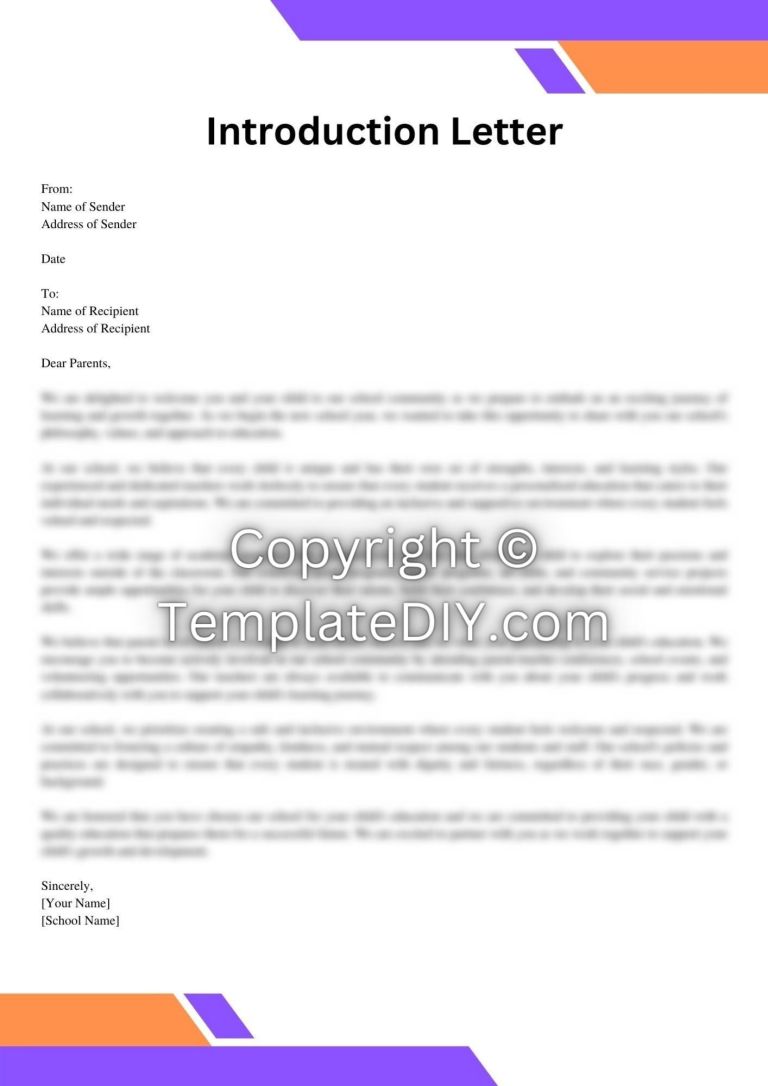 Introduction Letter for Parents Sample and Examples [Word]