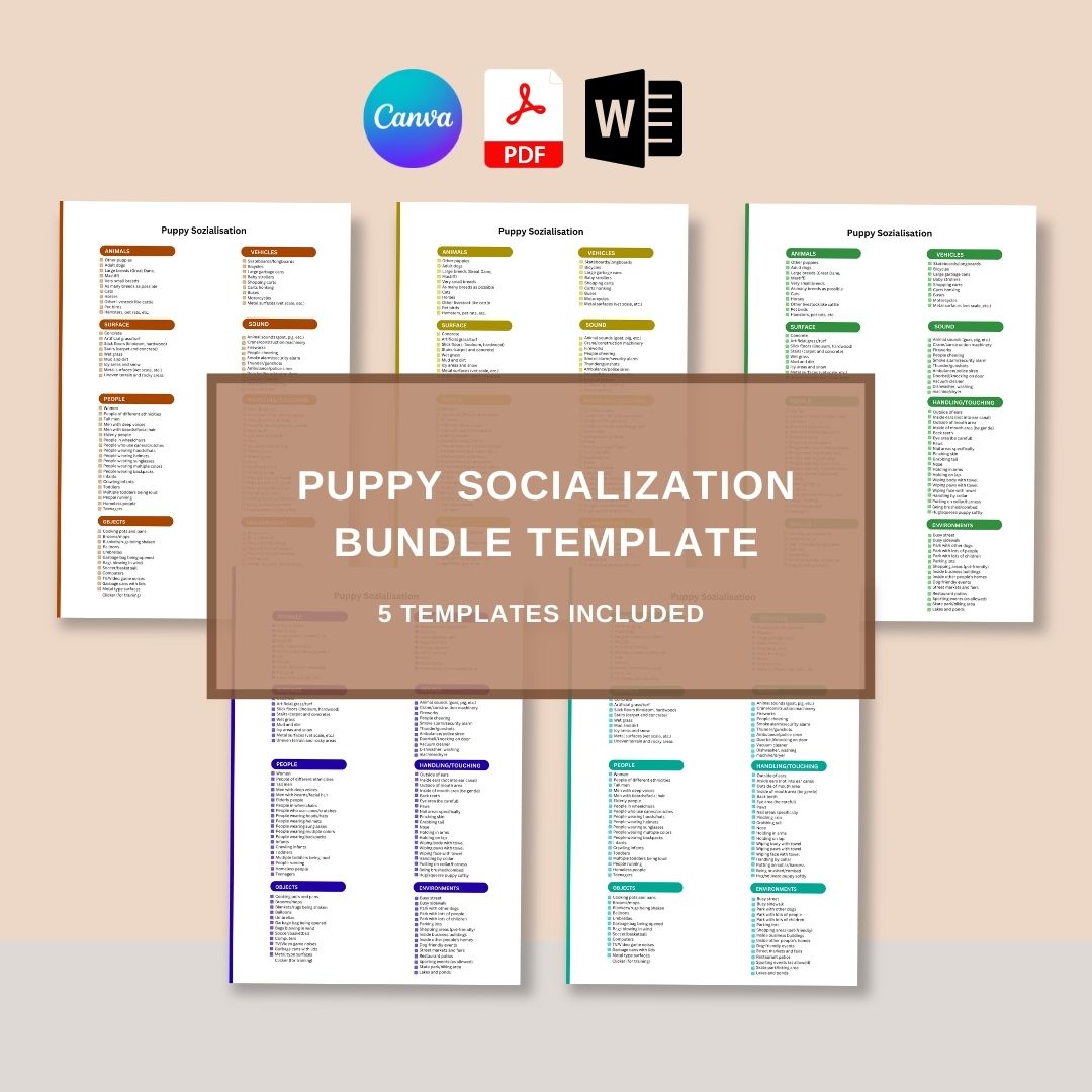 Puppy Socialization Bundle Template Printable PDF, Word