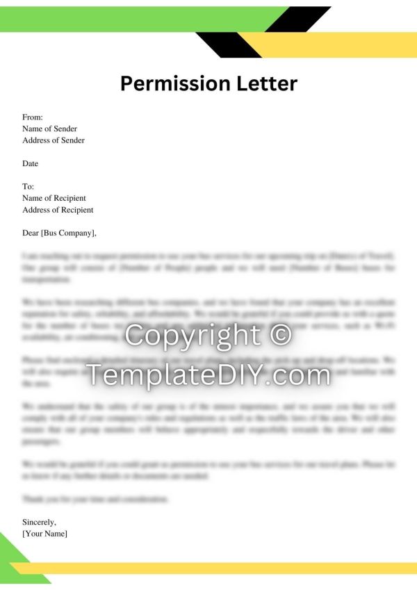 Bus Permission Letter Sample Template Examples [Word]