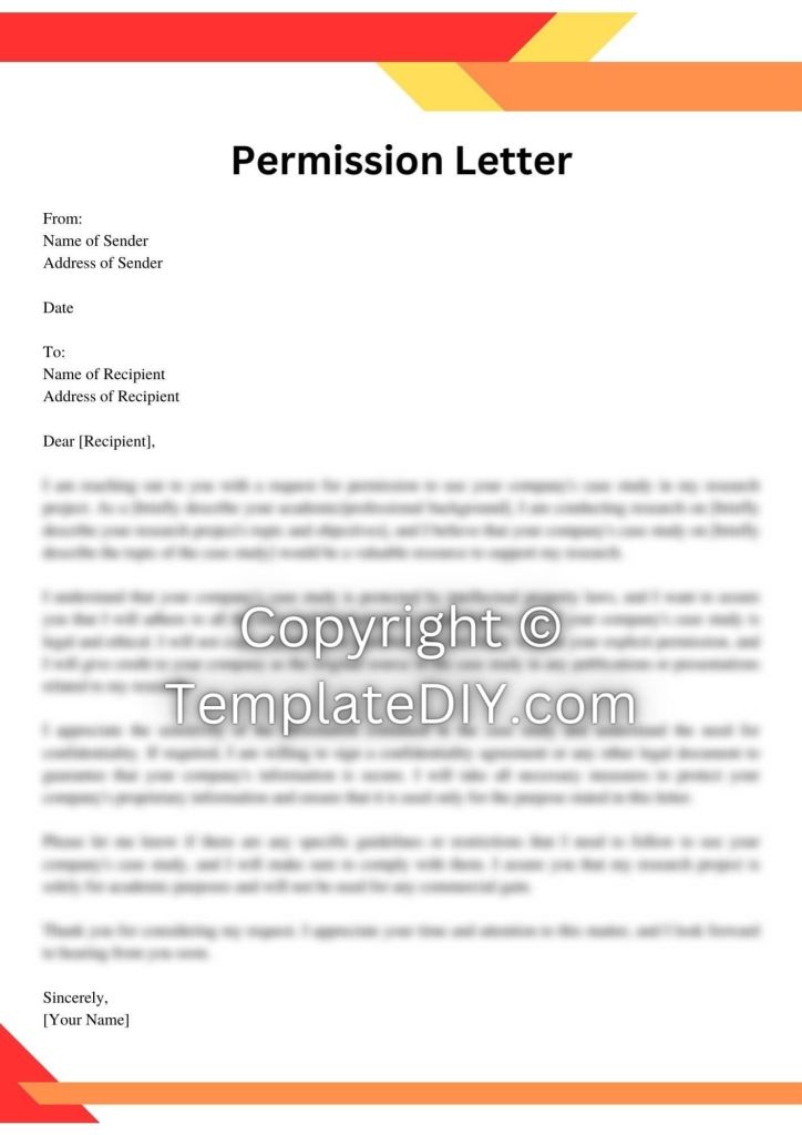 Case Study Permission Letter Sample Template with Examples