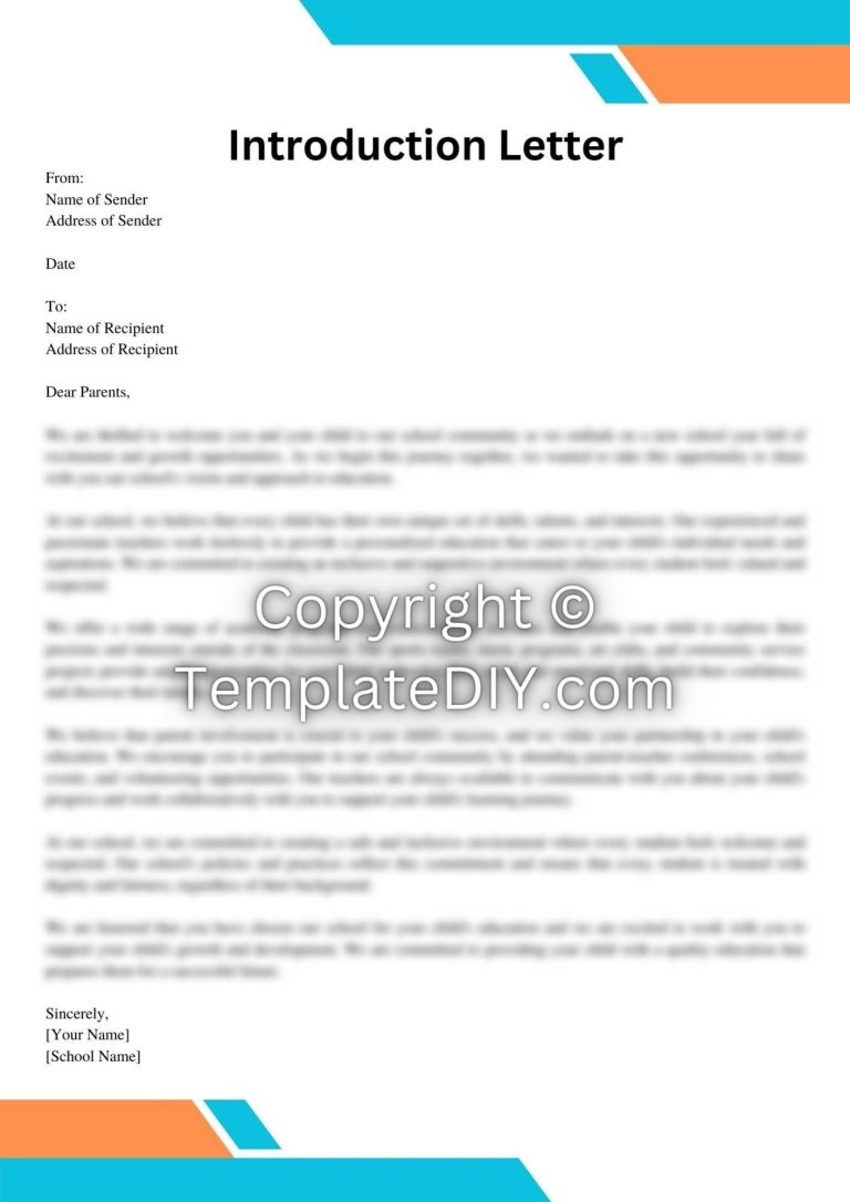 Introduction Letter for Parents Sample and Examples [Word]