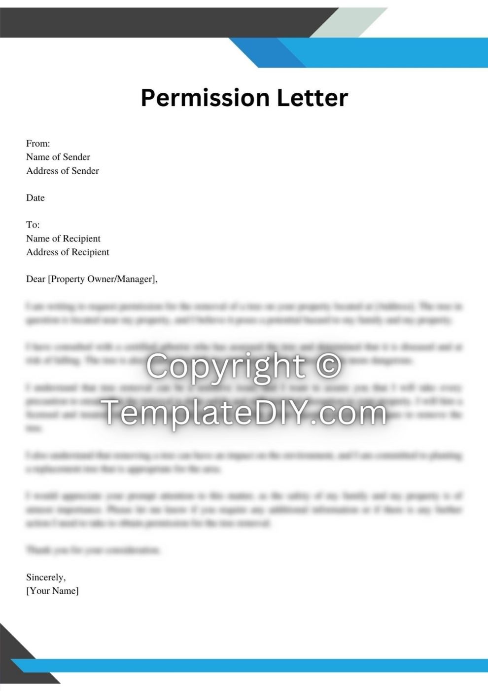 Tree Removal Permission Letter Sample and Examples [Word]