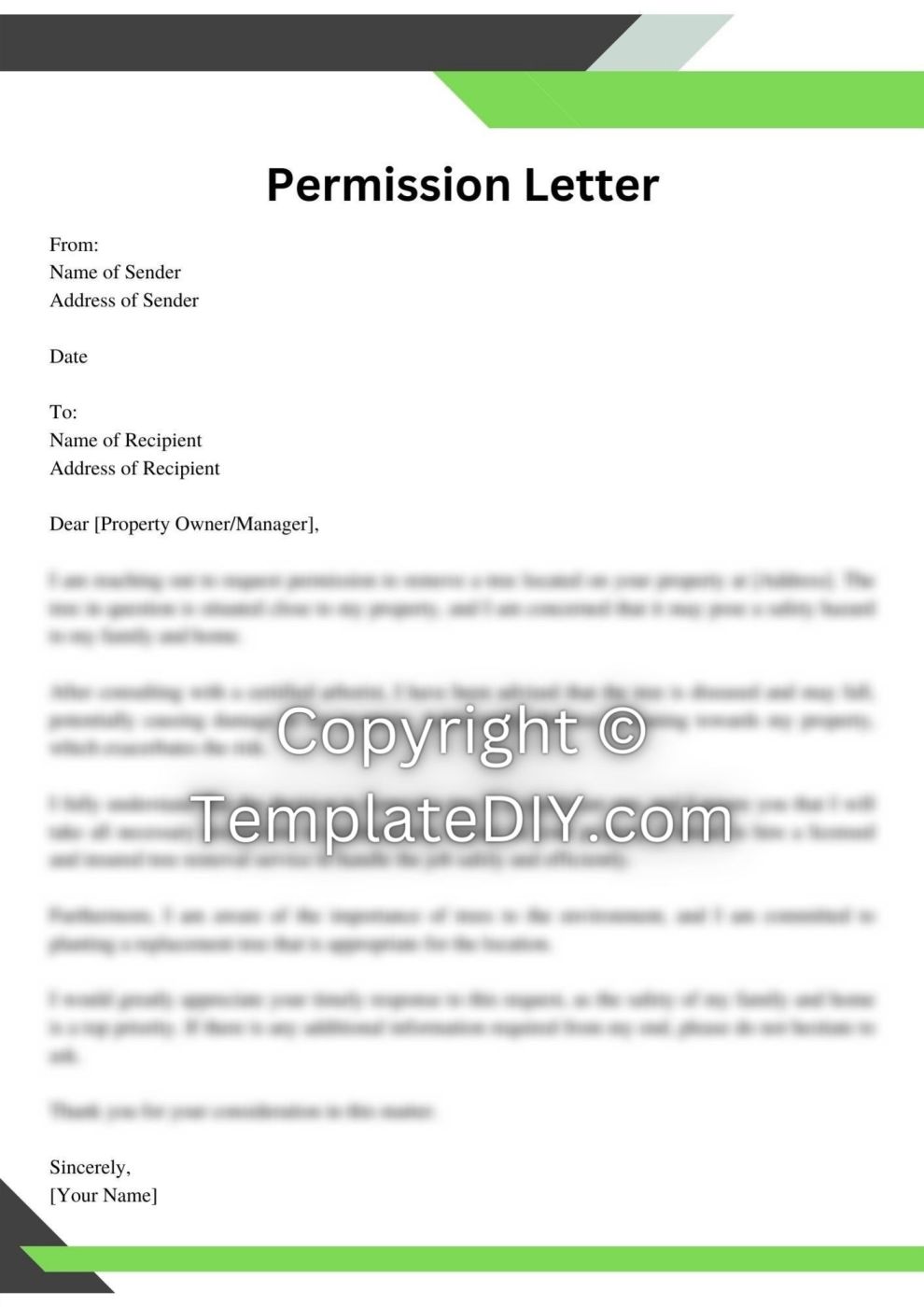 Tree Removal Permission Letter Sample and Examples [Word]