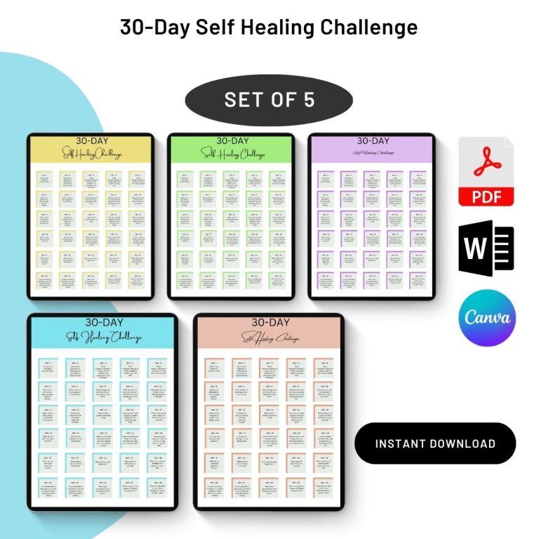 30-Day Self Healing Challenge Printable Template PDF, Word
