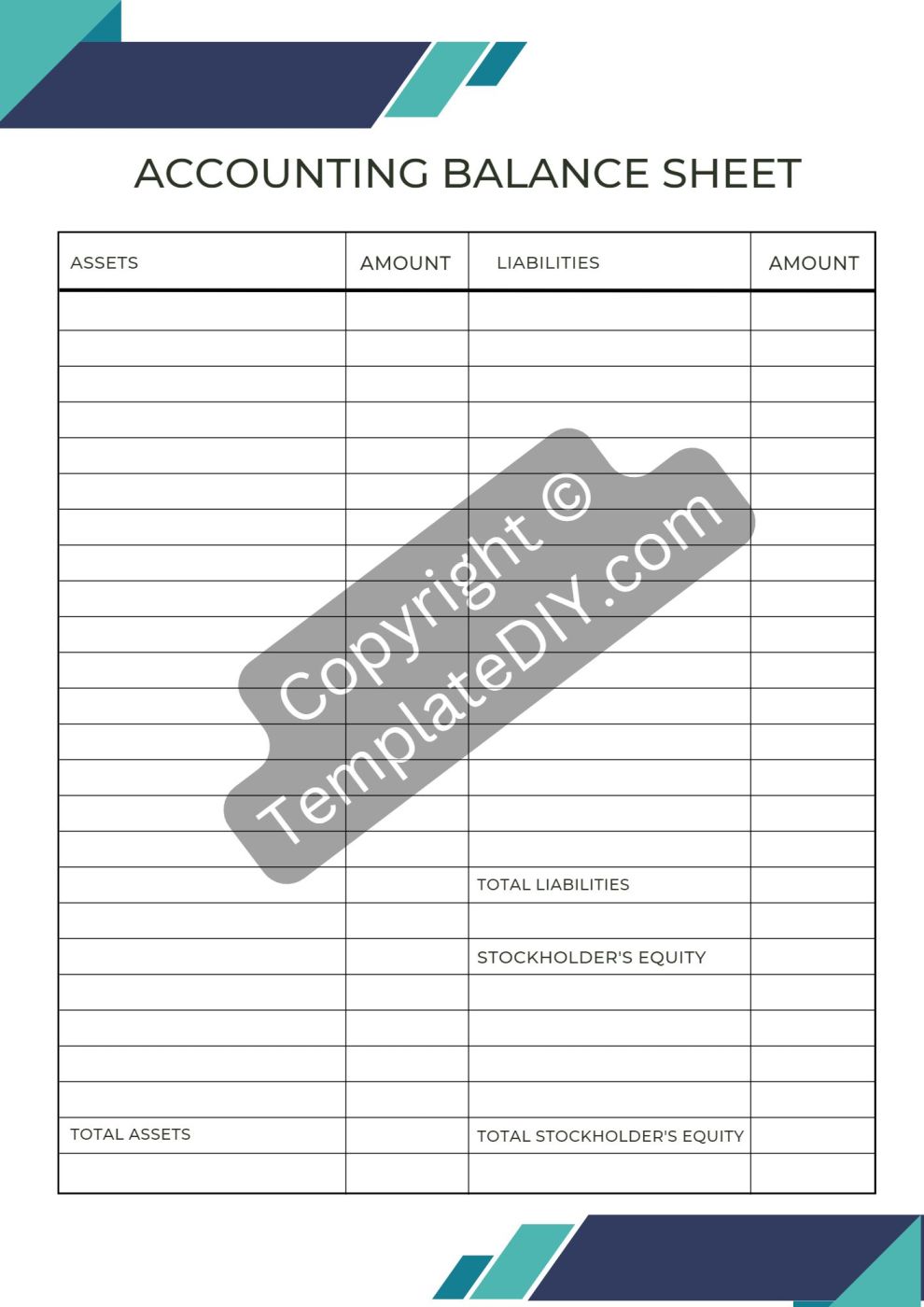 Accounting Balance Sheet Template PDF Word Excel