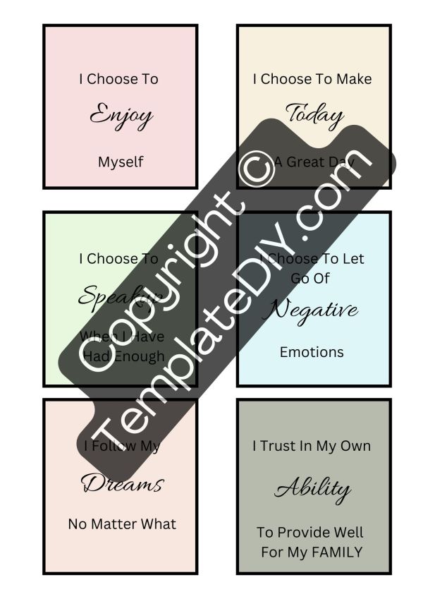 Printable Affirmation Cards Templates PDF, Word [Editable]