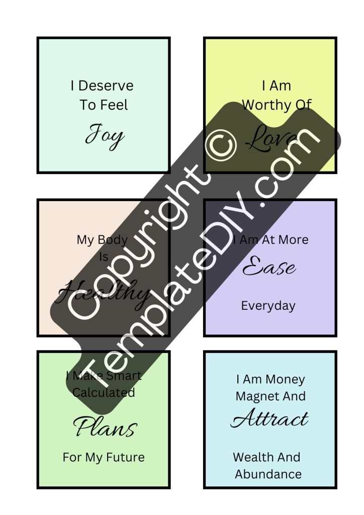 Printable Affirmation Cards Templates PDF, Word [Editable]