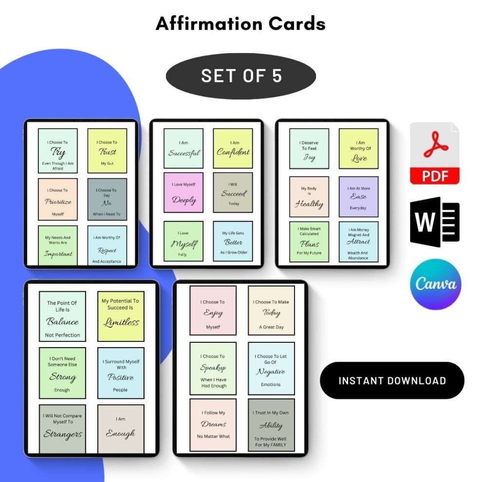 Printable Affirmation Cards Templates PDF, Word [Editable]