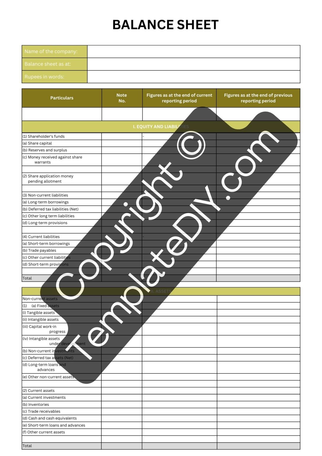 Annual Balance Sheet Template PDF, Word, Excel